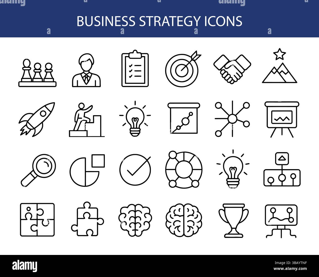 Business Strategy Icons Set – Growth, Planning, Success, Management ...