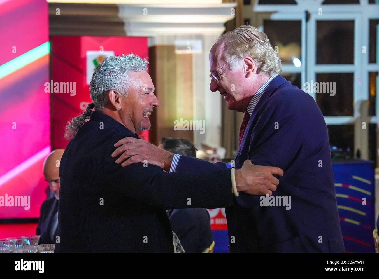 Roberto Baggio , Paolo Scaroni during the Charity Gala diner the day ...