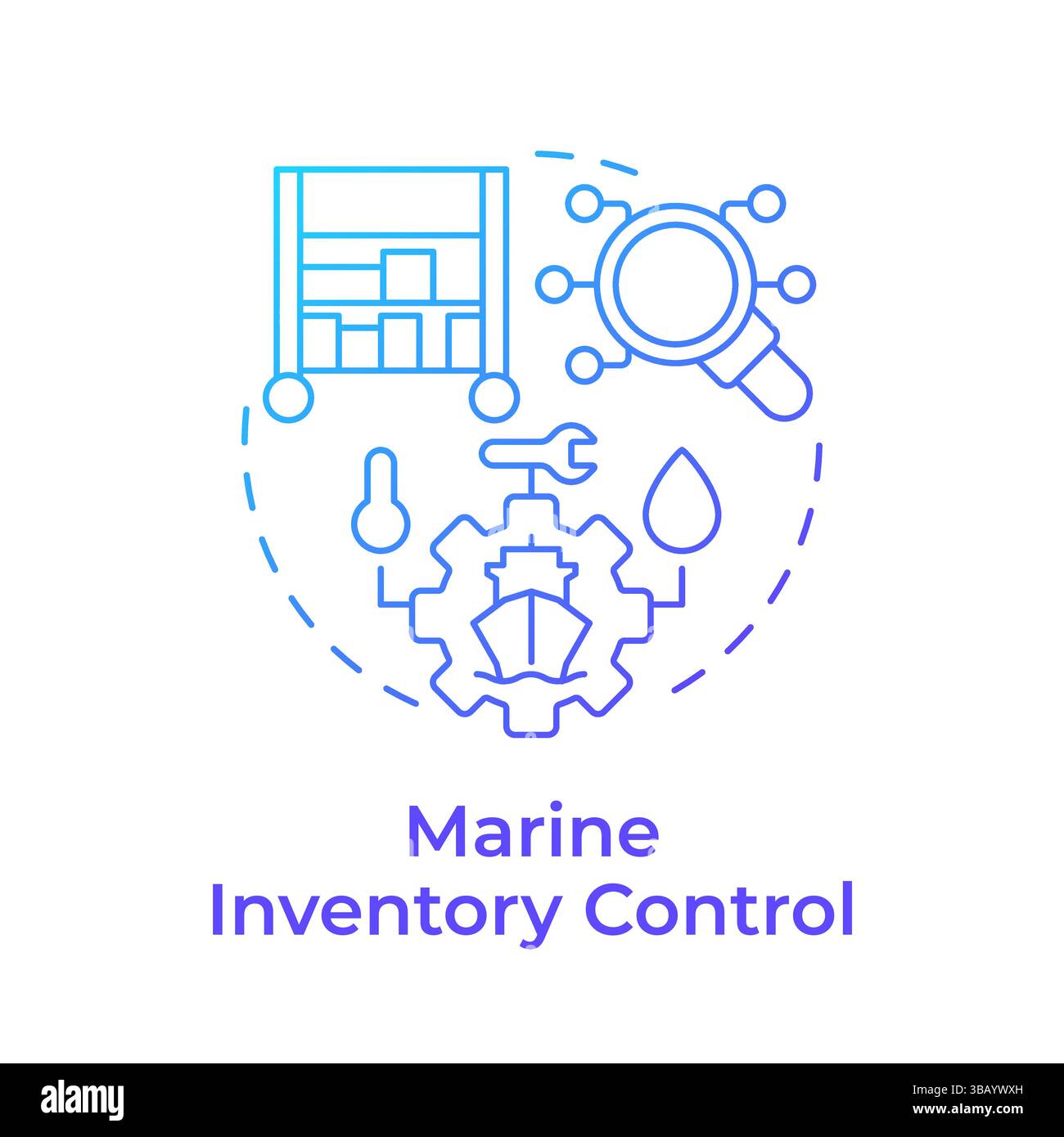 Marine inventory control blue gradient concept icon Stock Vector Image ...