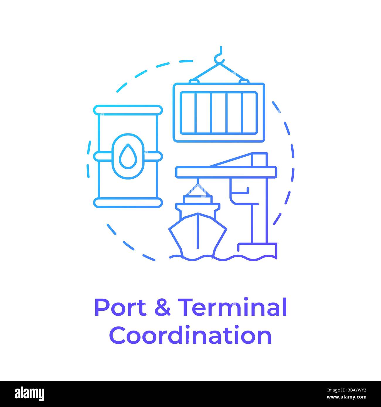Port and terminal coordination blue gradient concept icon Stock Vector ...