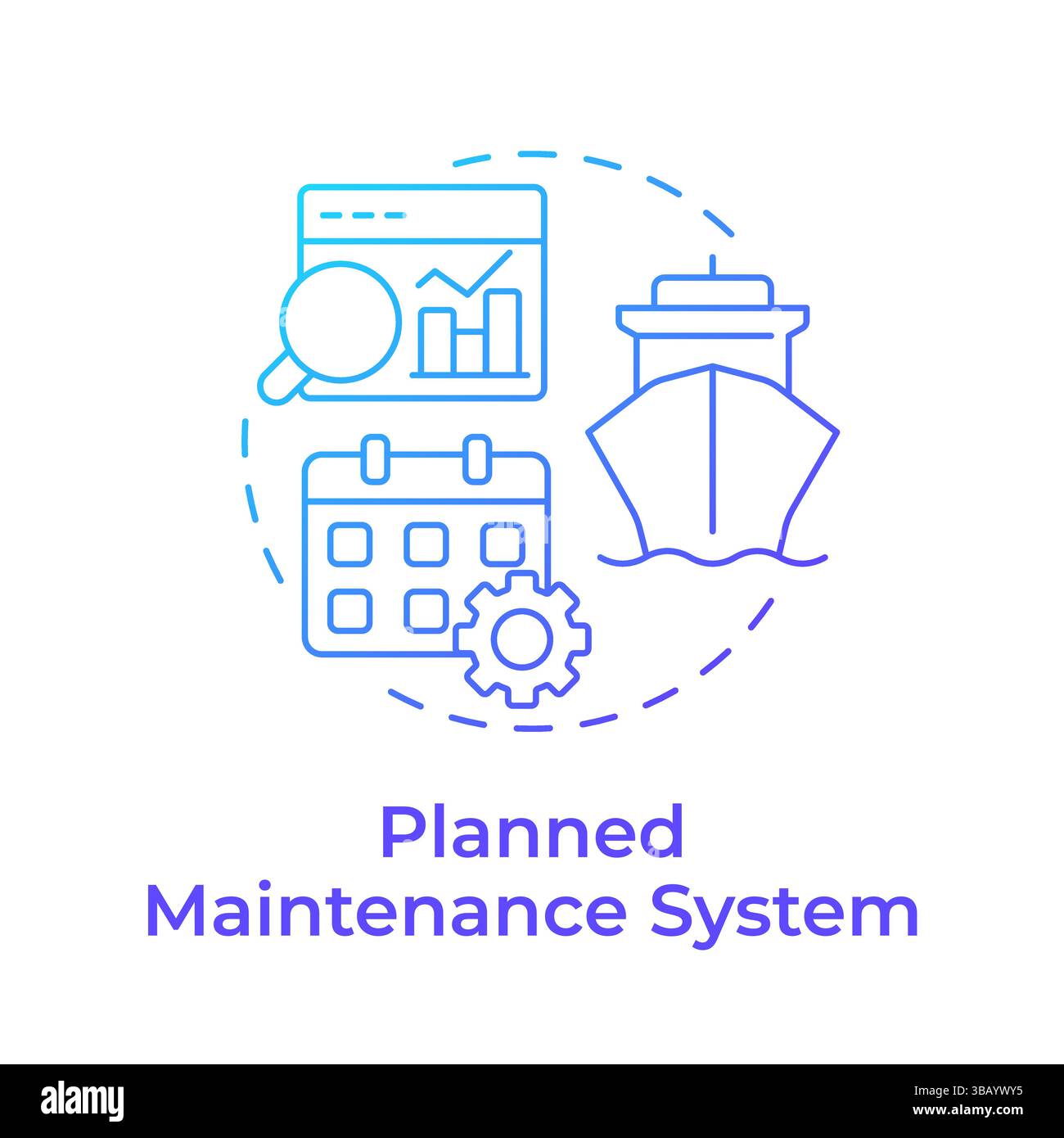 Planned maintenance system blue gradient concept icon Stock Vector ...