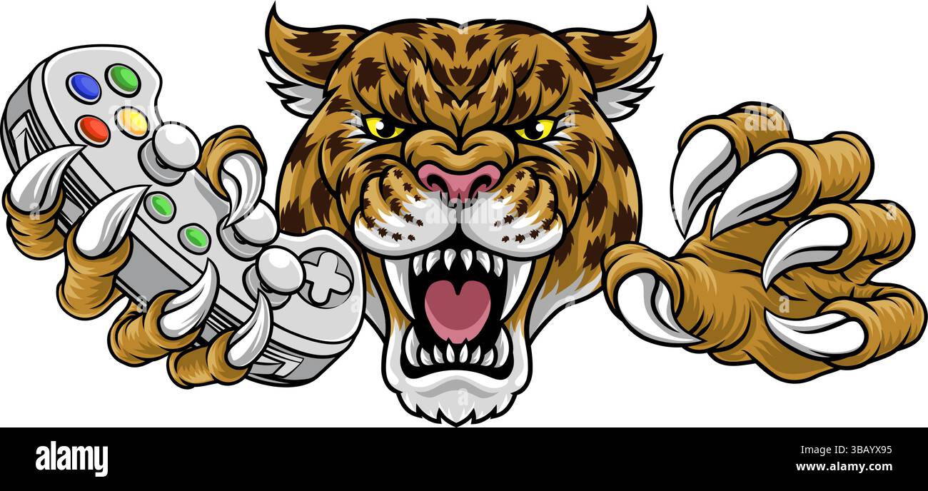 Jaguar Leopard Cheetah Panther Gamer Mascot Stock Vector Image & Art ...