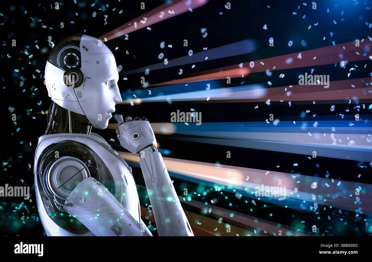 Machine learning concept 3d rendering ai robot with education graphic ...