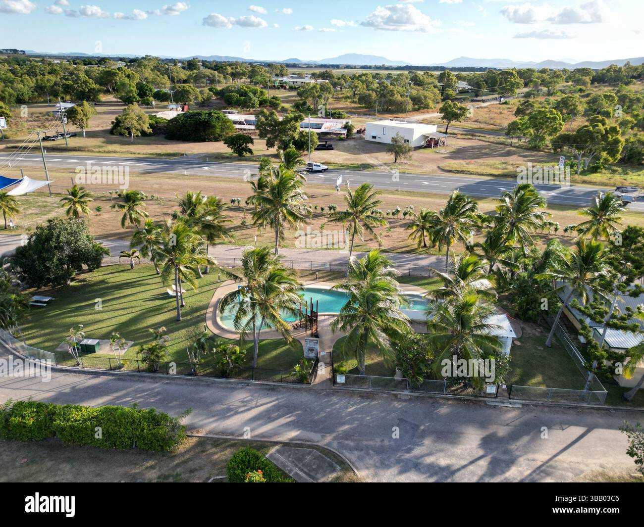 aerial view of a tropical caravan park Stock Photo - Alamy