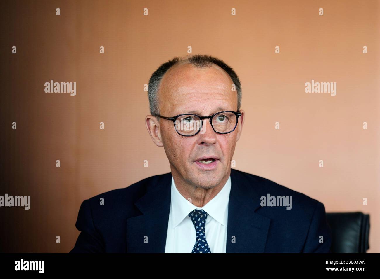 German Chancellor Friedrich Merz speaks, ahead of the cabinet meeting ...