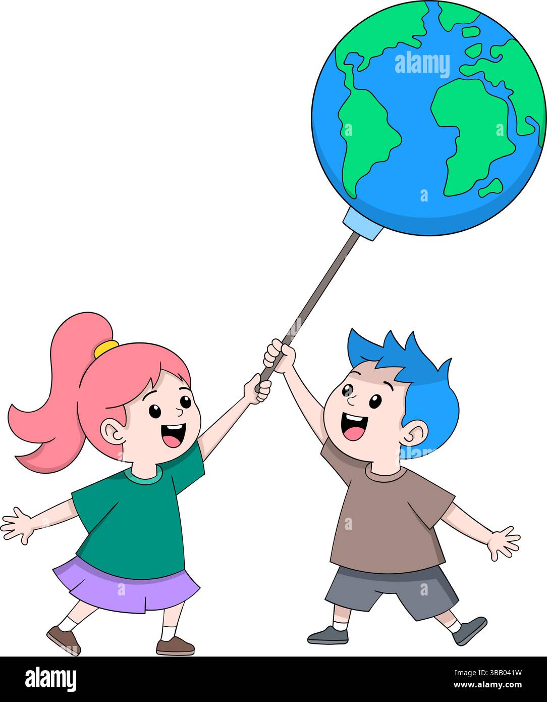 Illustration of world peace with children holding globe shaped balloons ...