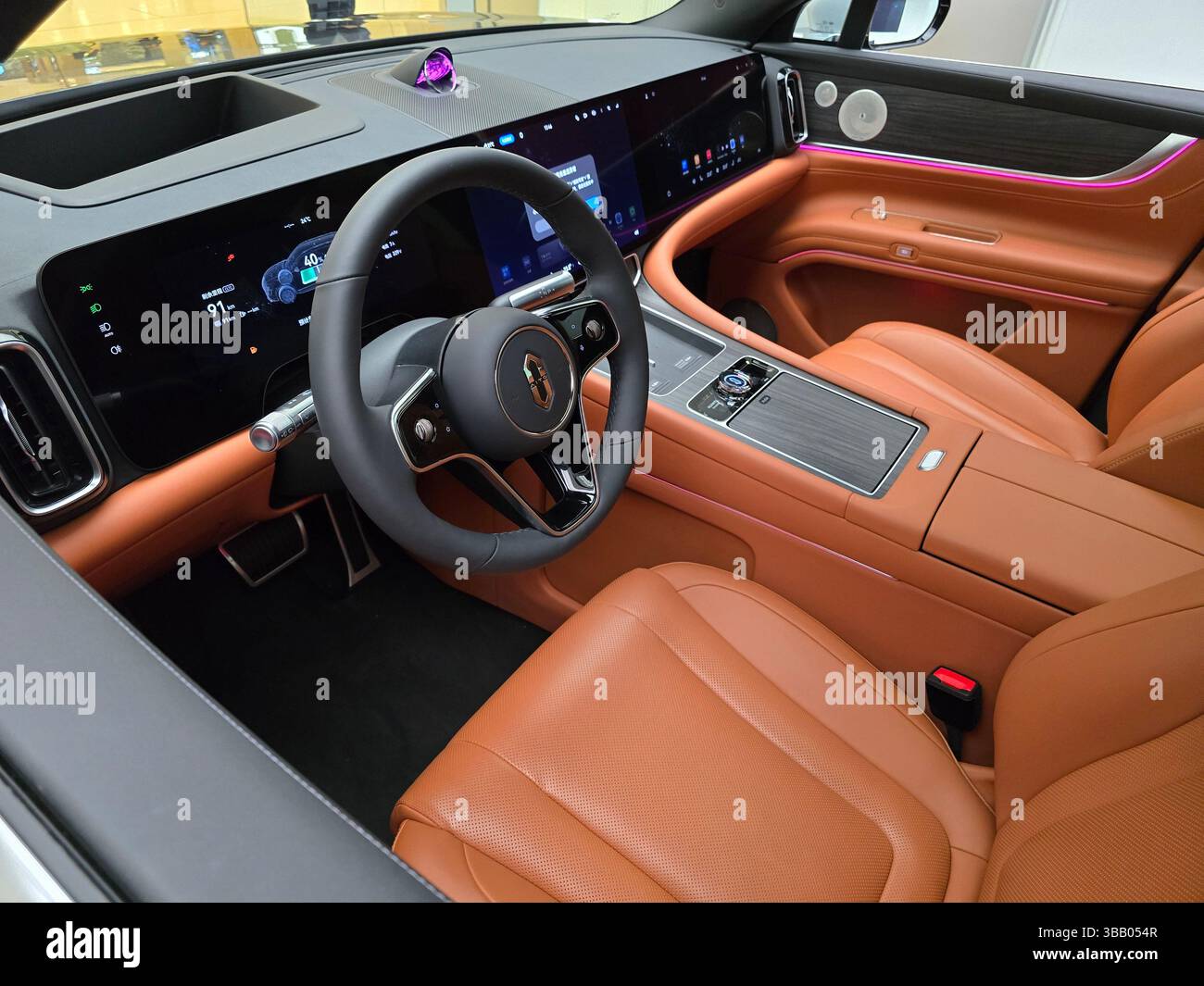 Driver’s perspective of the AITO M9 electric SUV showcasing its ...