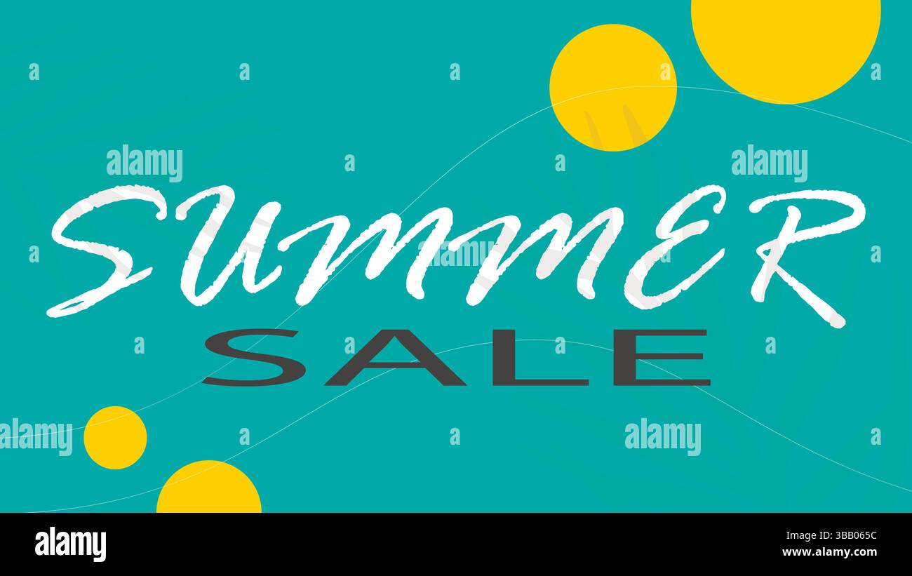 Horizontal banner of summer sale. Bright turquoise template with text ...