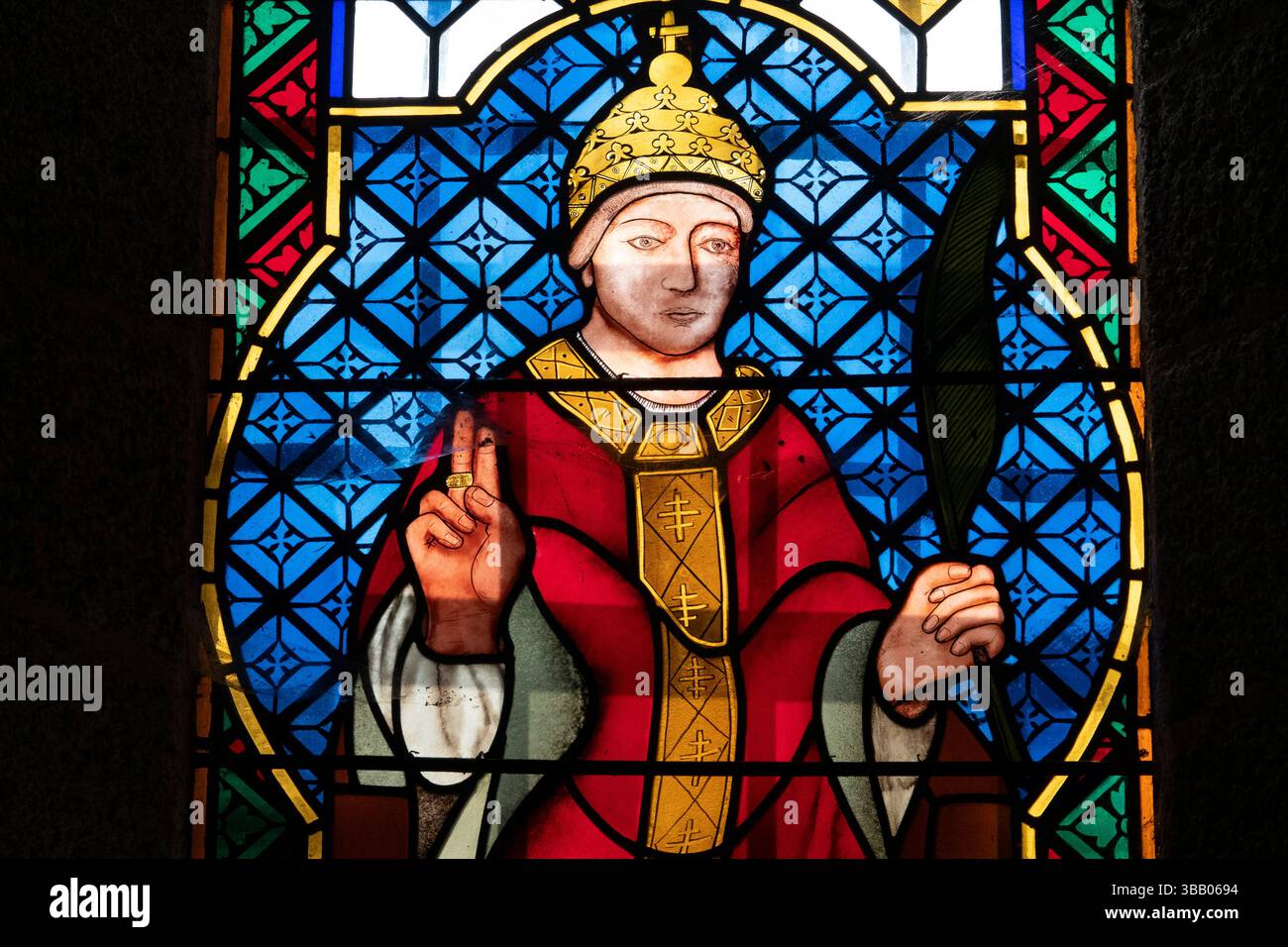 Conques, France - 05-02-2025: Stained glass (19th century) of Saint ...