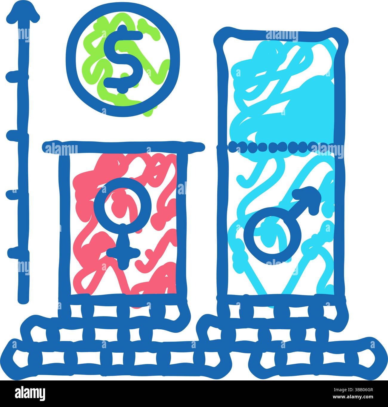 gender wage gap feminism woman icon doodle illustration Stock Vector Image & Art - Alamy