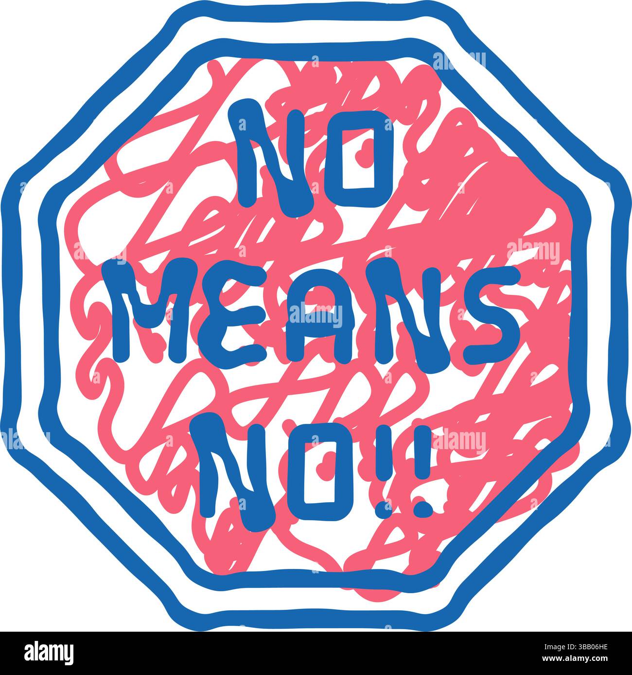 no means no feminism woman icon doodle illustration Stock Vector Image ...