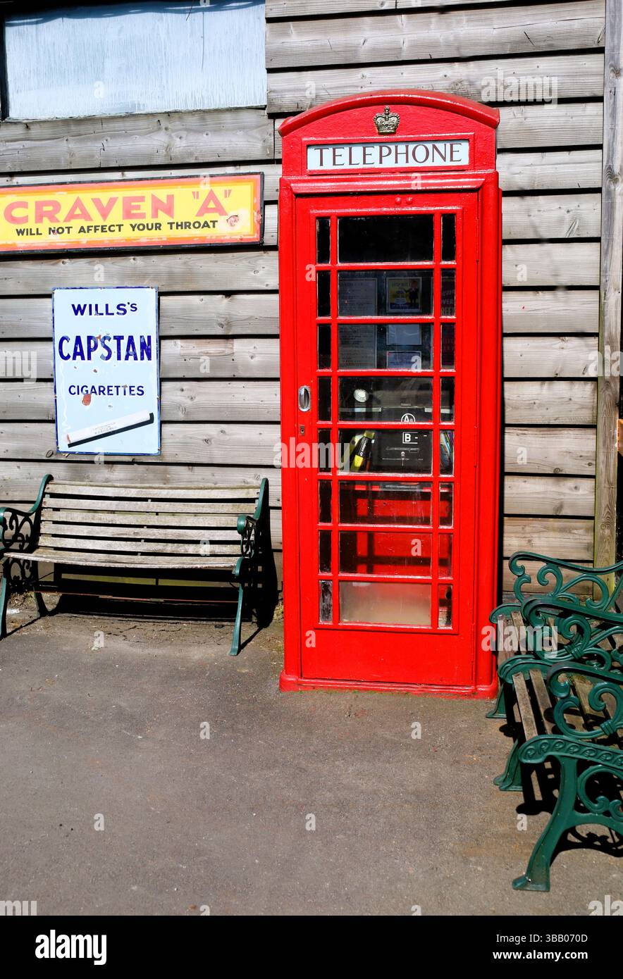 Button A Button B Red Telephone Box outside Buckfastleigh railway ...