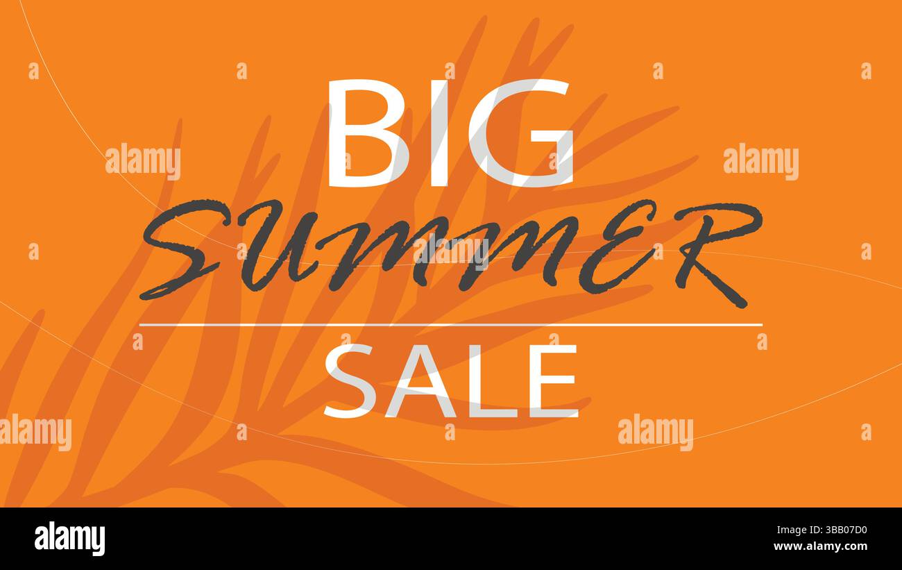 Fiery red horizontal template of big summer sale. Bright seasonal ...