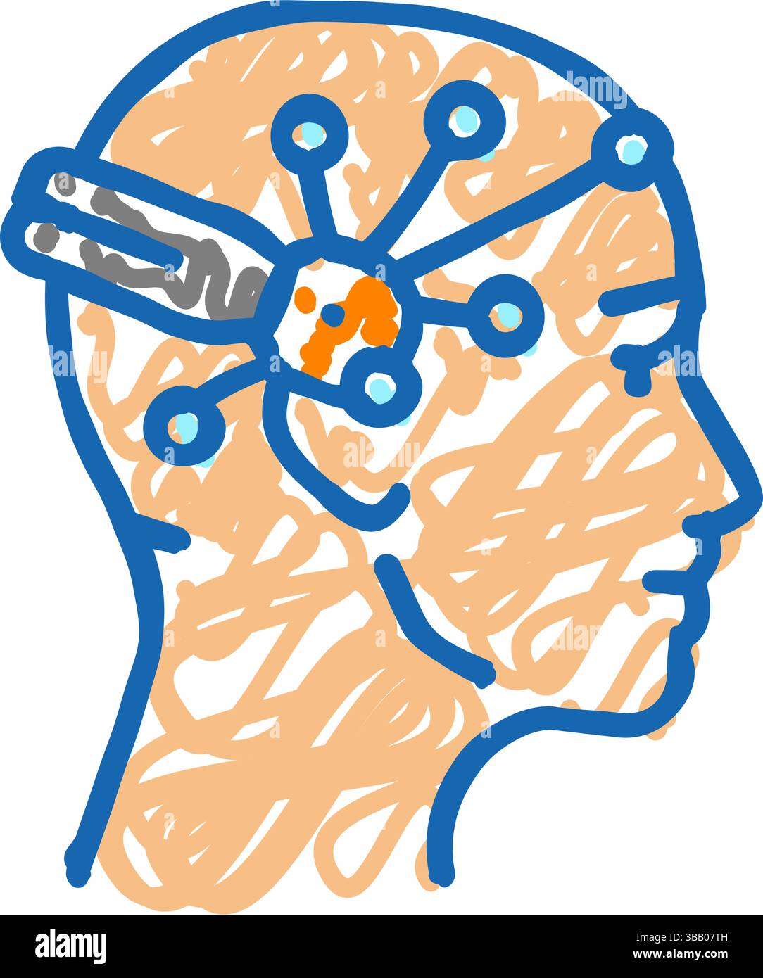 brain interface device future technology icon doodle illustration Stock ...