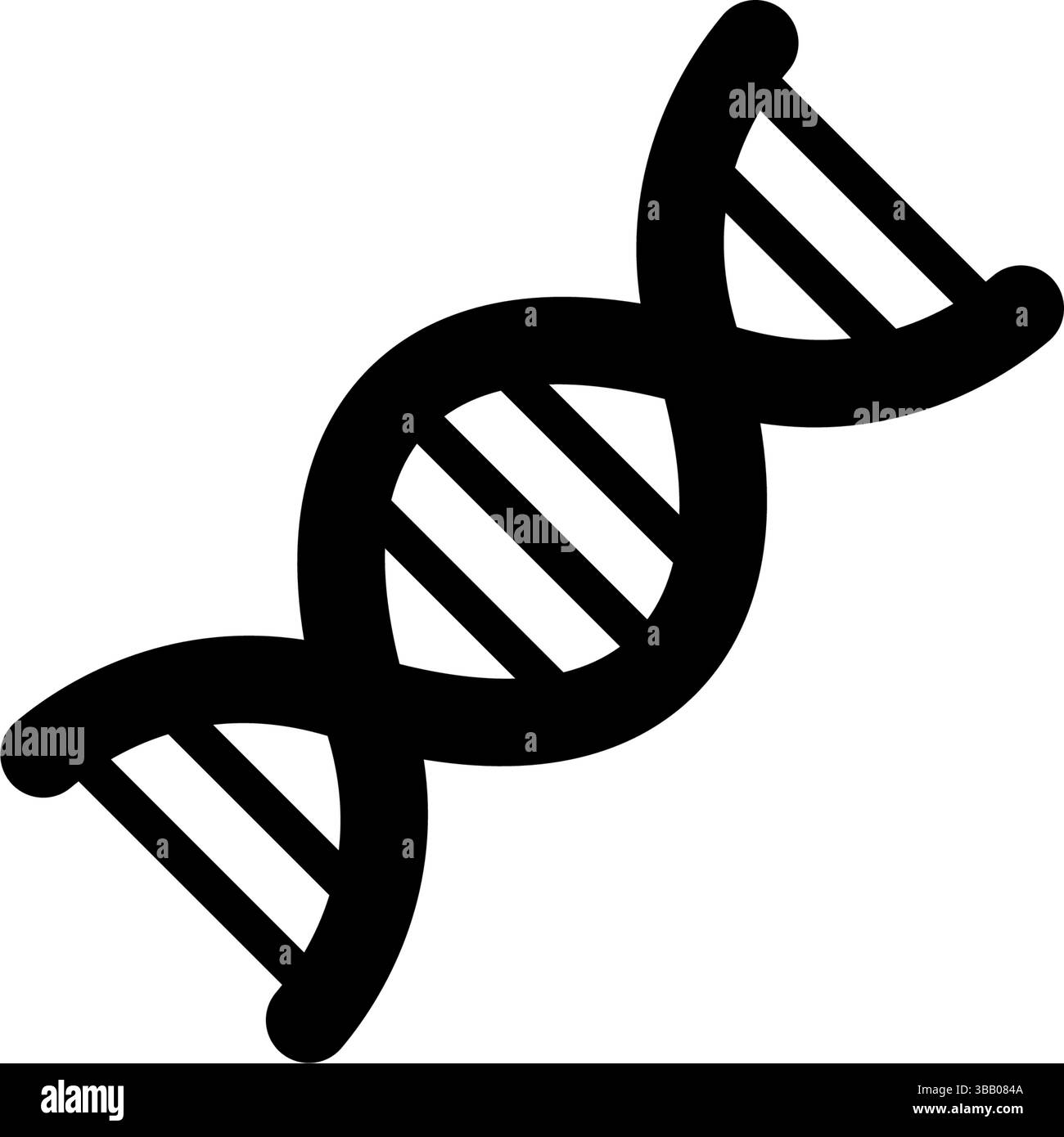 Minimalist black silhouette of a DNA double helix strand for science ...