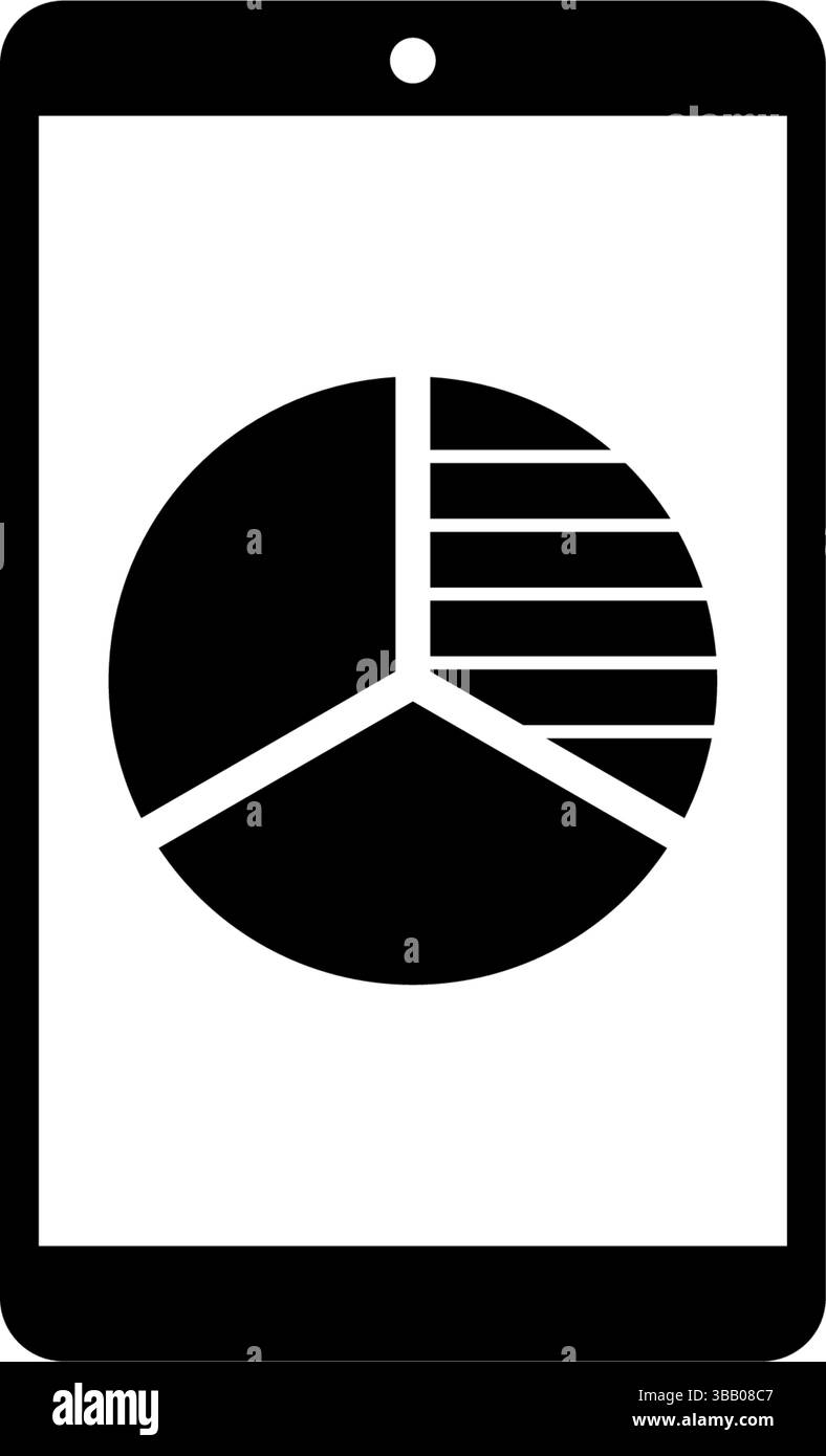 Black silhouette of a smartphone displaying a pie chart for mobile data ...
