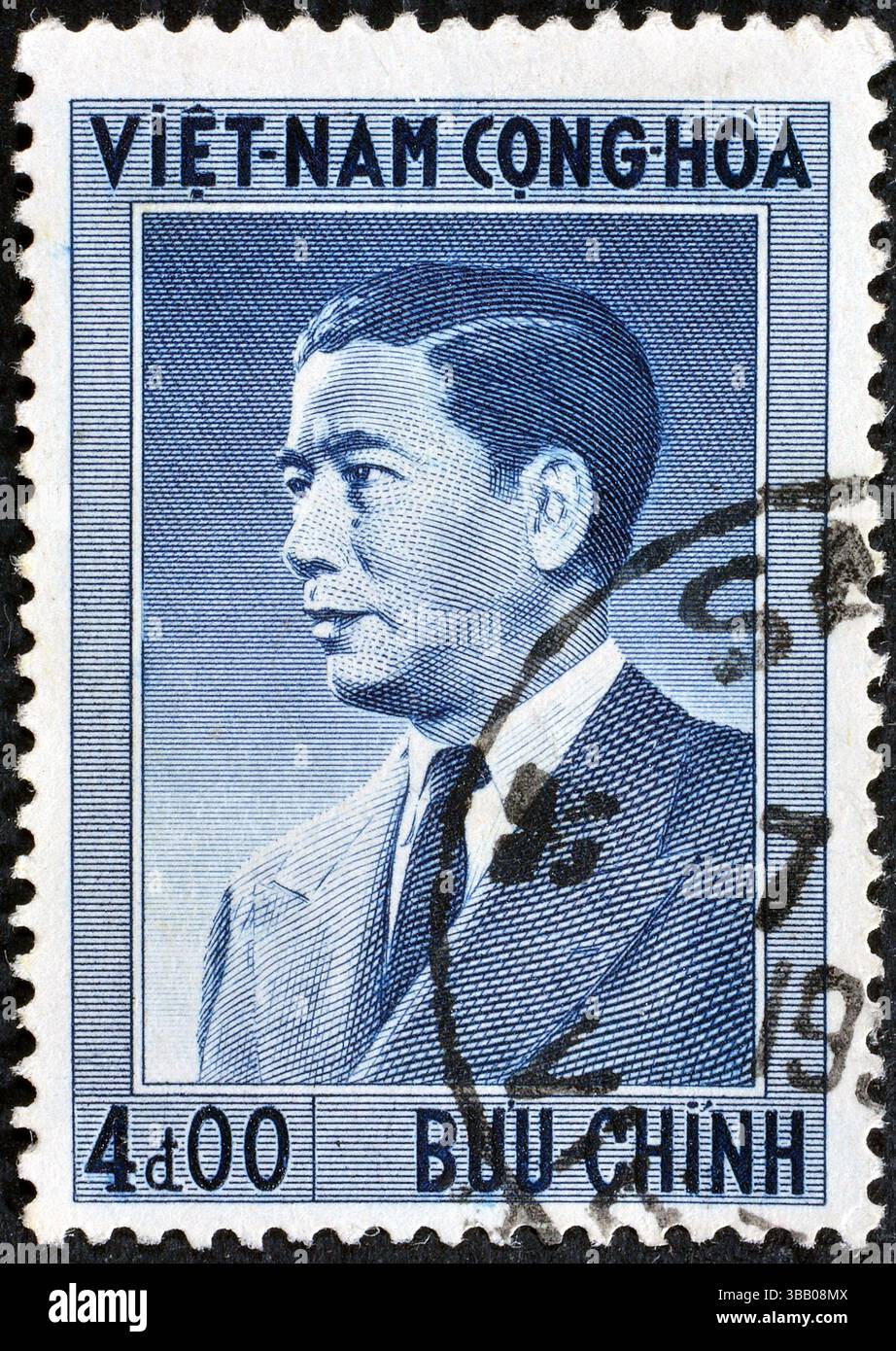 Cancelled postage stamp printed by South Vietnam, that shows portrait ...