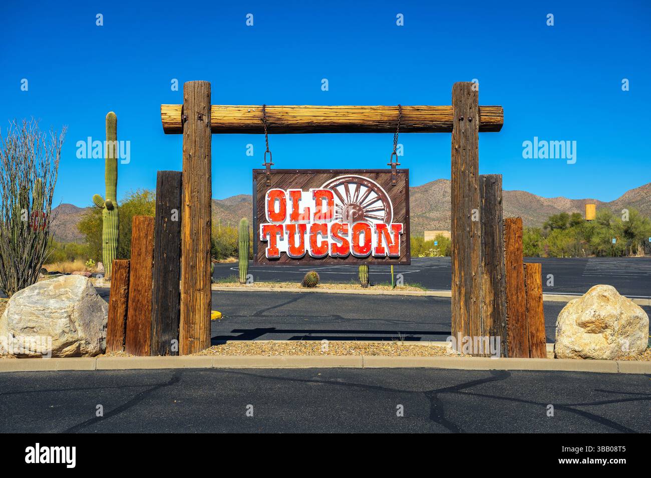 Sign for Old Tucson Studios, a historic movie set and theme park in ...
