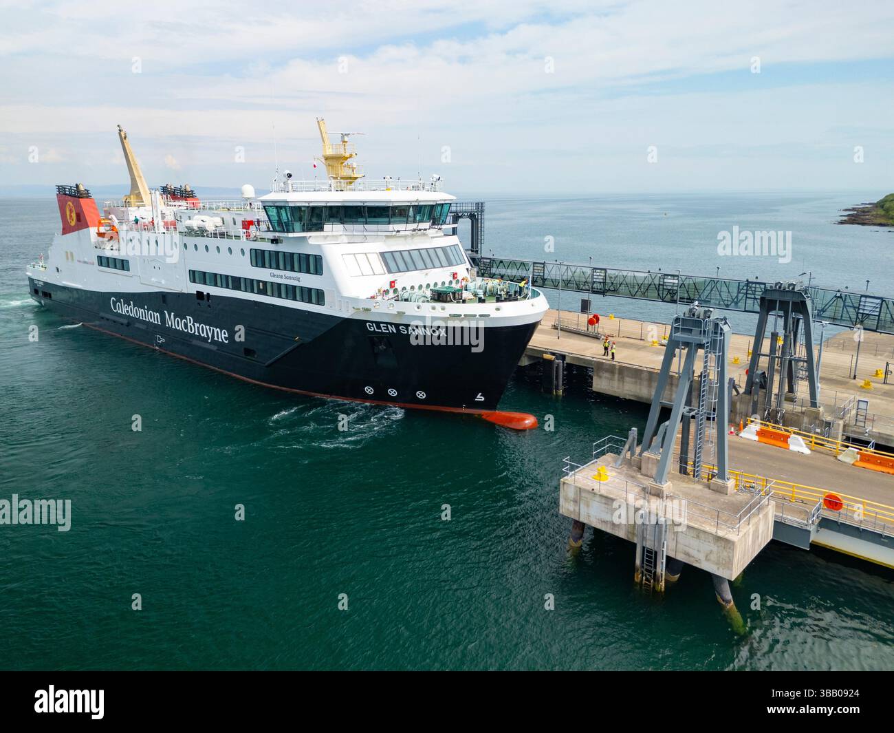 Aerial view of Glen Sannox passenger ferry operated by Caledonian ...