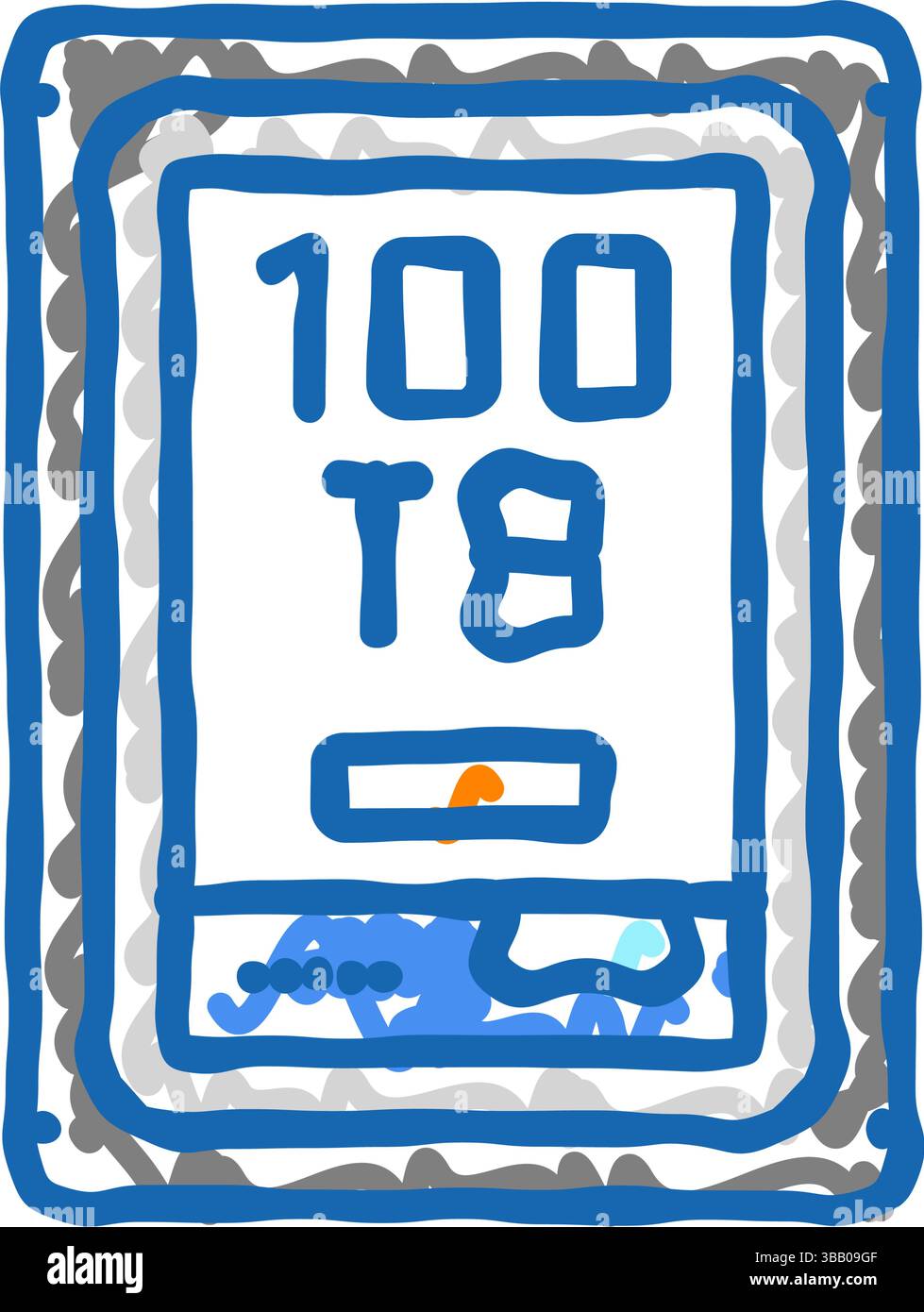 100 terabyte hard drive future technology icon doodle illustration ...