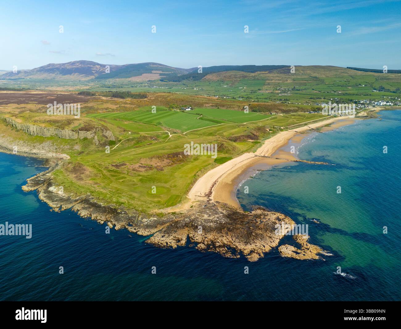 Aerial view of Shiskine Golf Course at Blackwaterfoot on Isle of Arran ...