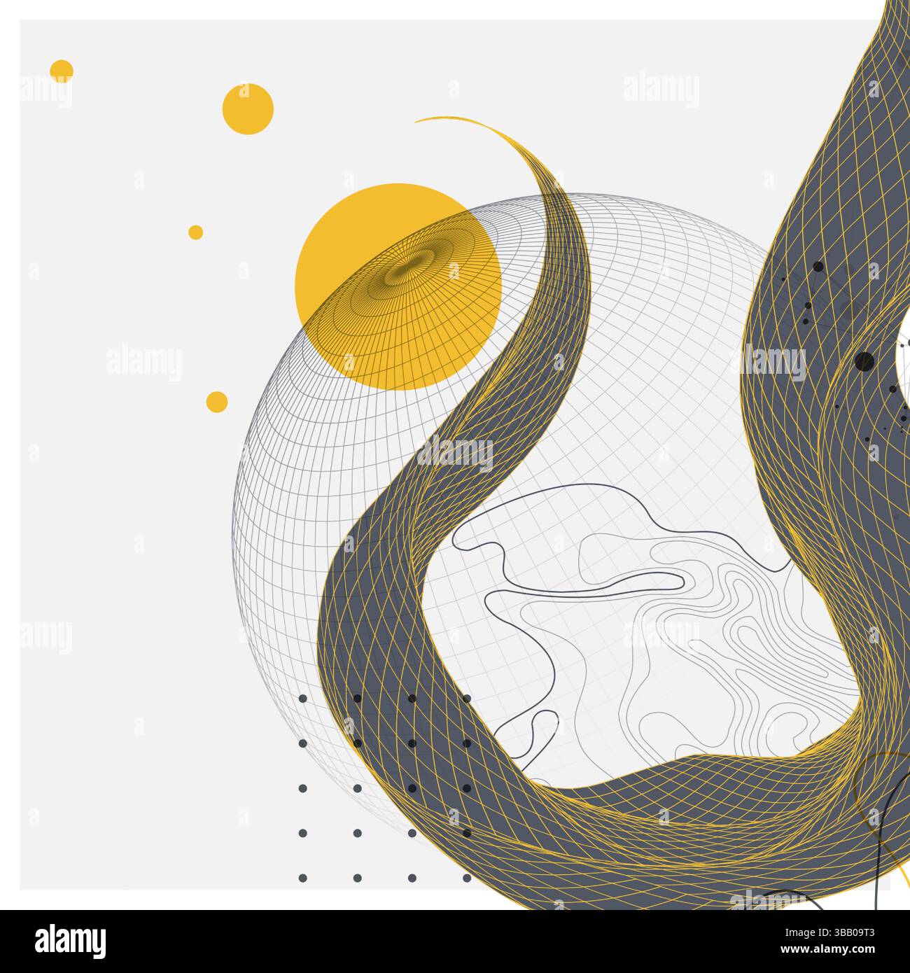 Abstract wireframe wave. Template for science and technology ...