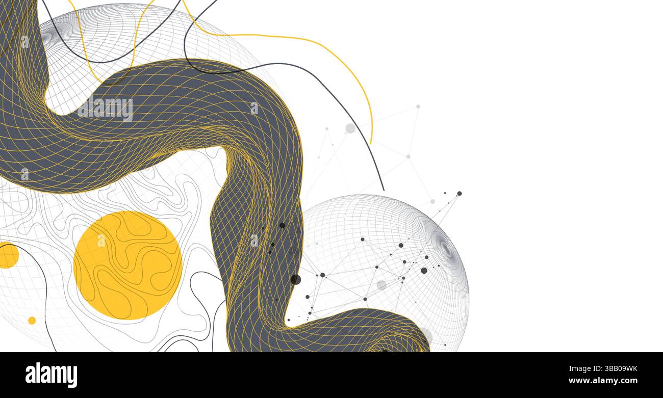 Abstract wireframe wave. Template for science and technology ...