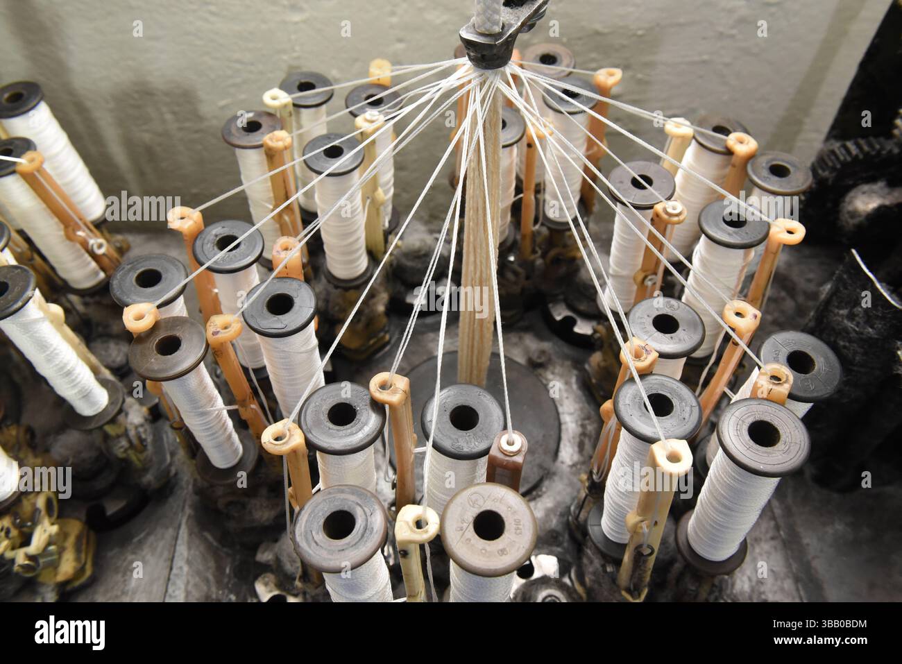 Threads and cords on bobbins. Factory Stock Photo - Alamy