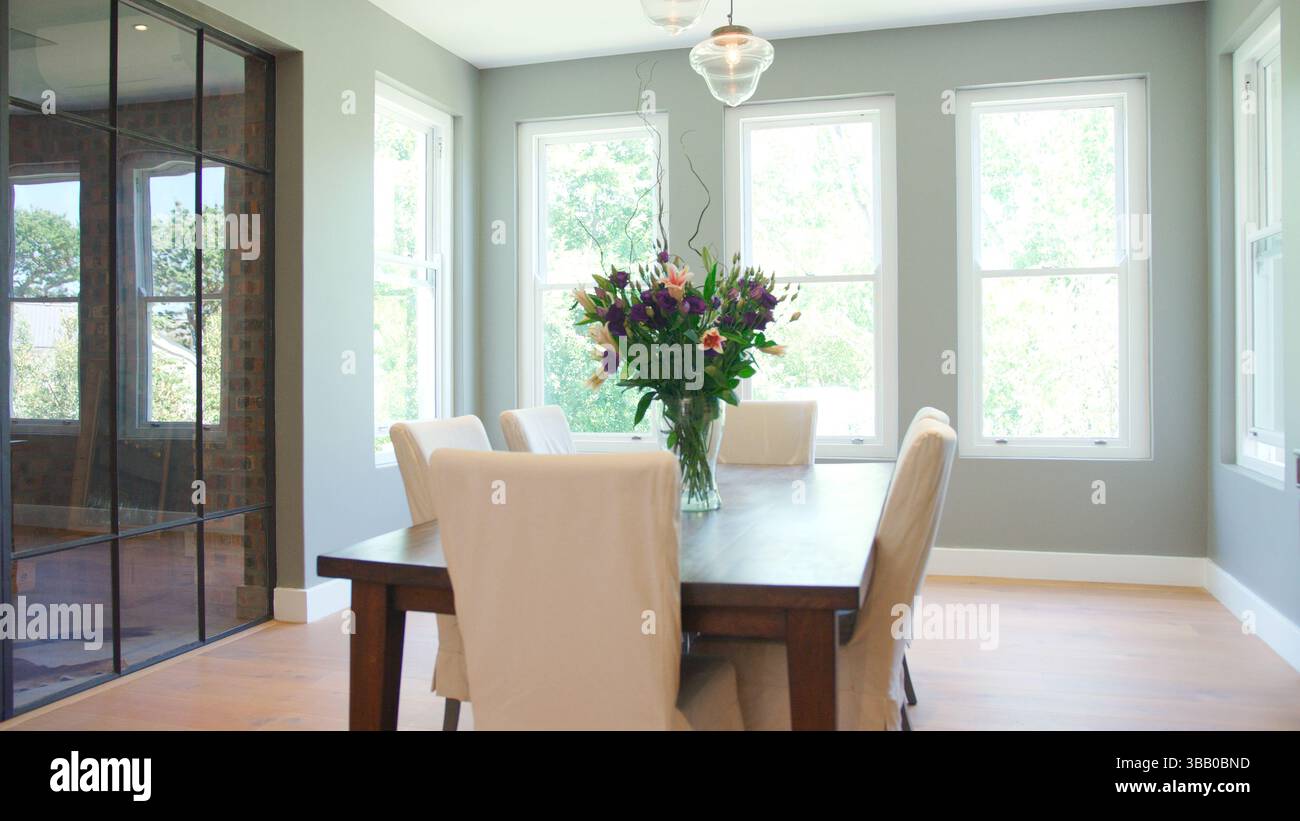 Interior Of Stylish Modern Dining Room With No People Stock Photo - Alamy