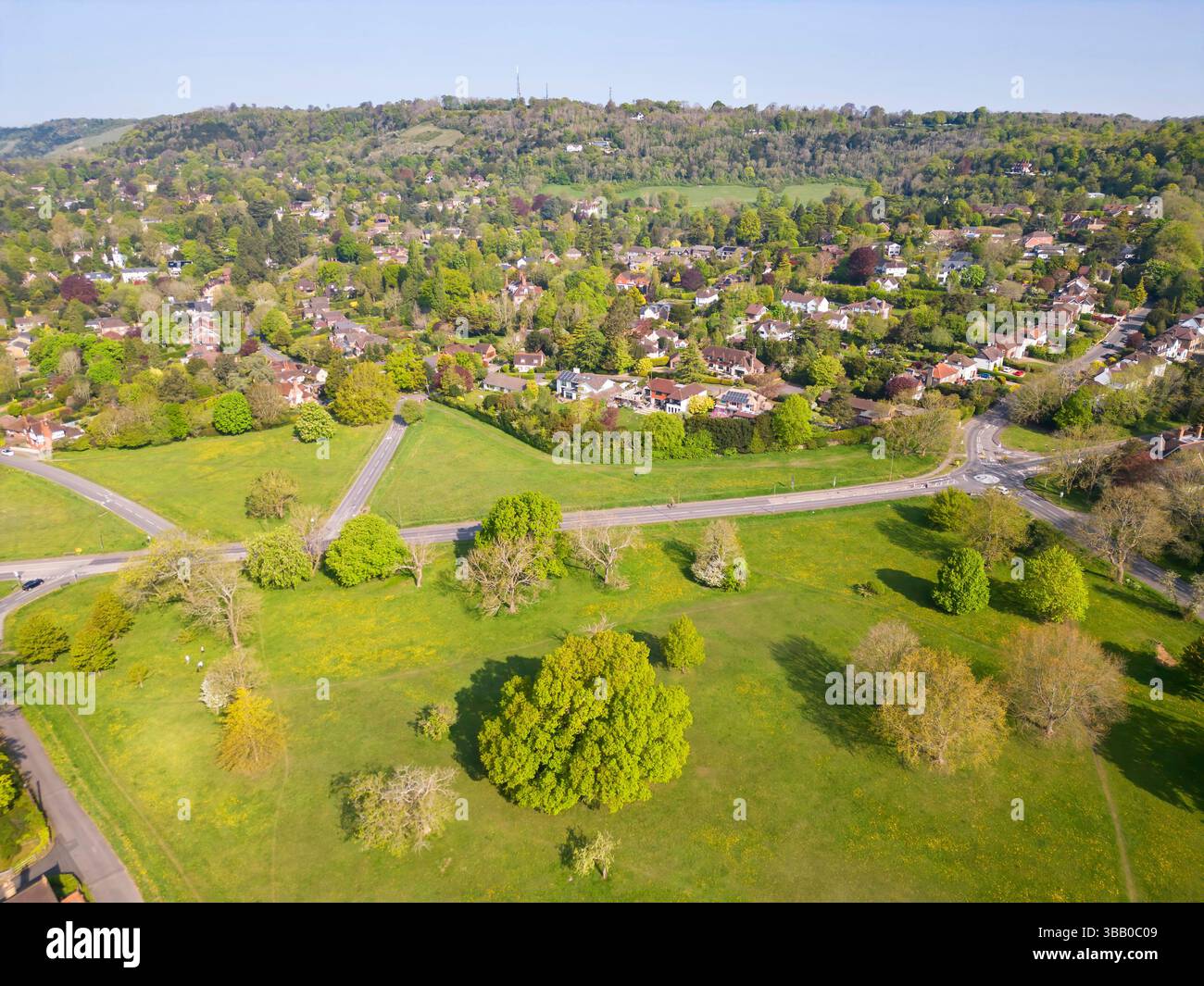 aerial view of wray common a wide open space in wray village surrey ...