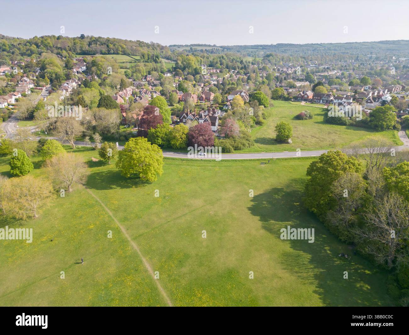 aerial view of wray common a wide open space in wray village surrey ...