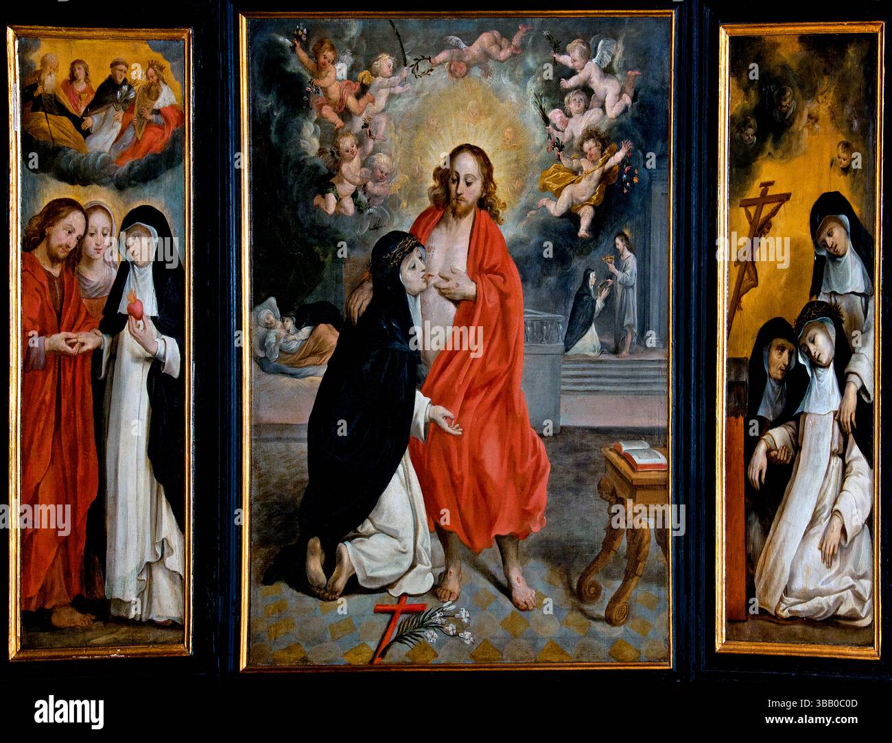 Saint Catherine of Siena drinks the blood from the Lent wound of Jesus ...