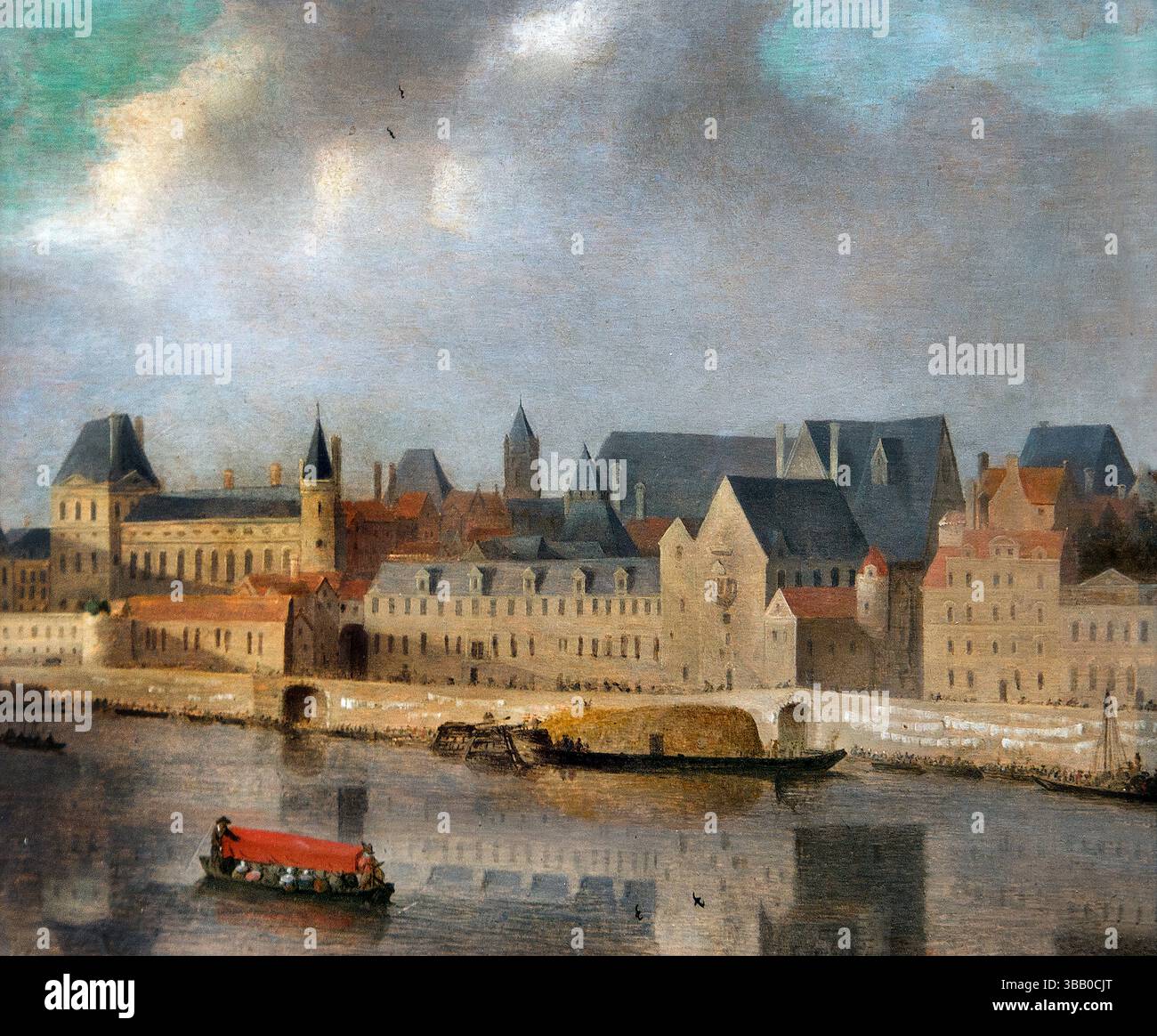 View of the Louvre from the Left Bank of the Seine by Abraham de VERWER ...