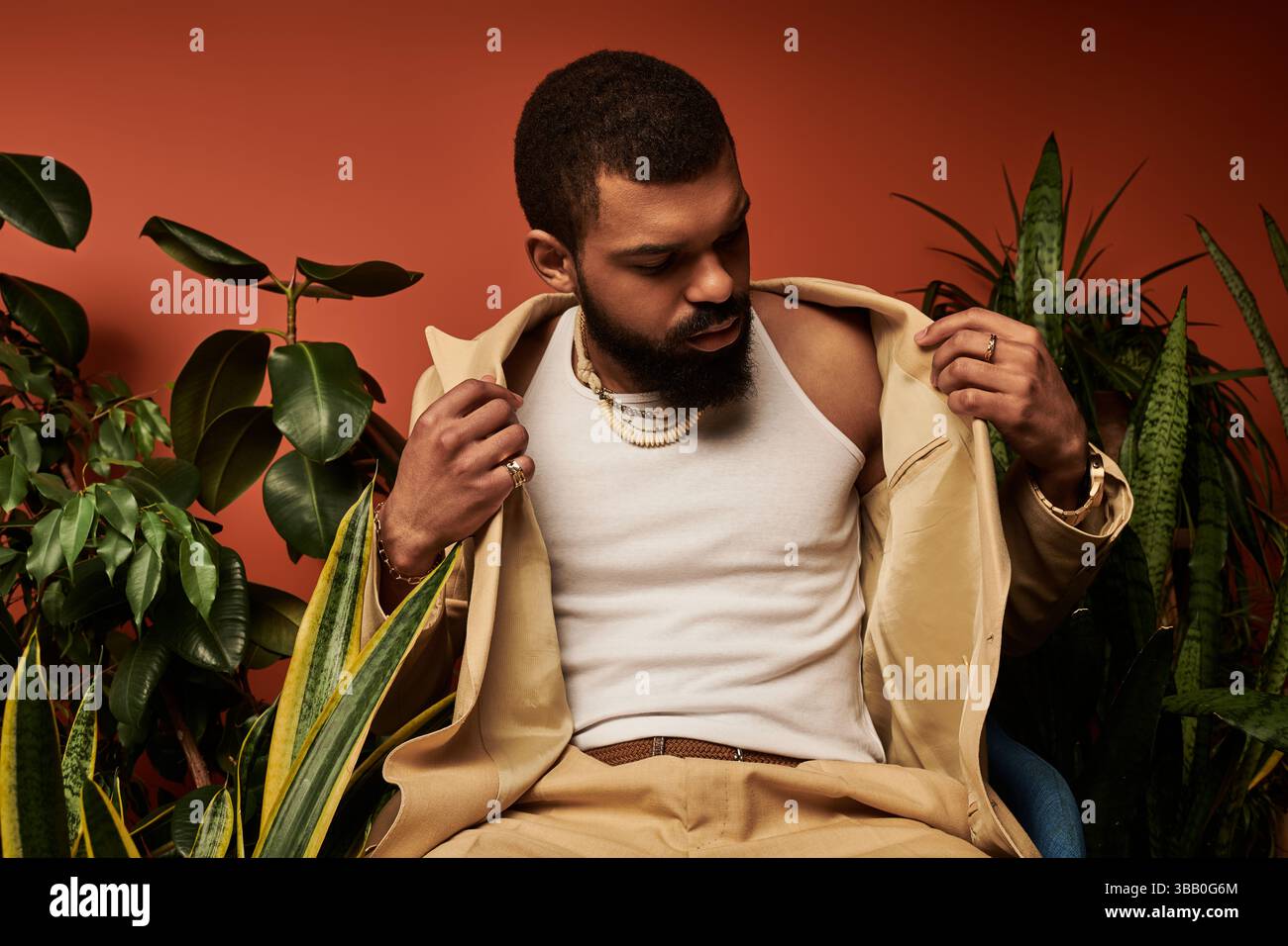 Stylish individual showcases summer attire with confidence surrounded ...