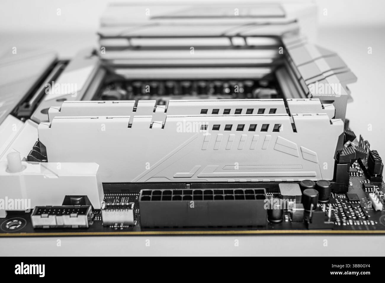 A close-up image of a high-performance motherboard showing two ...