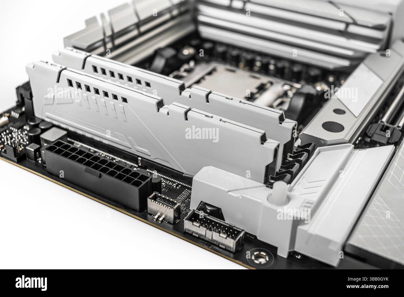 A close-up image of a high-performance motherboard showing two ...