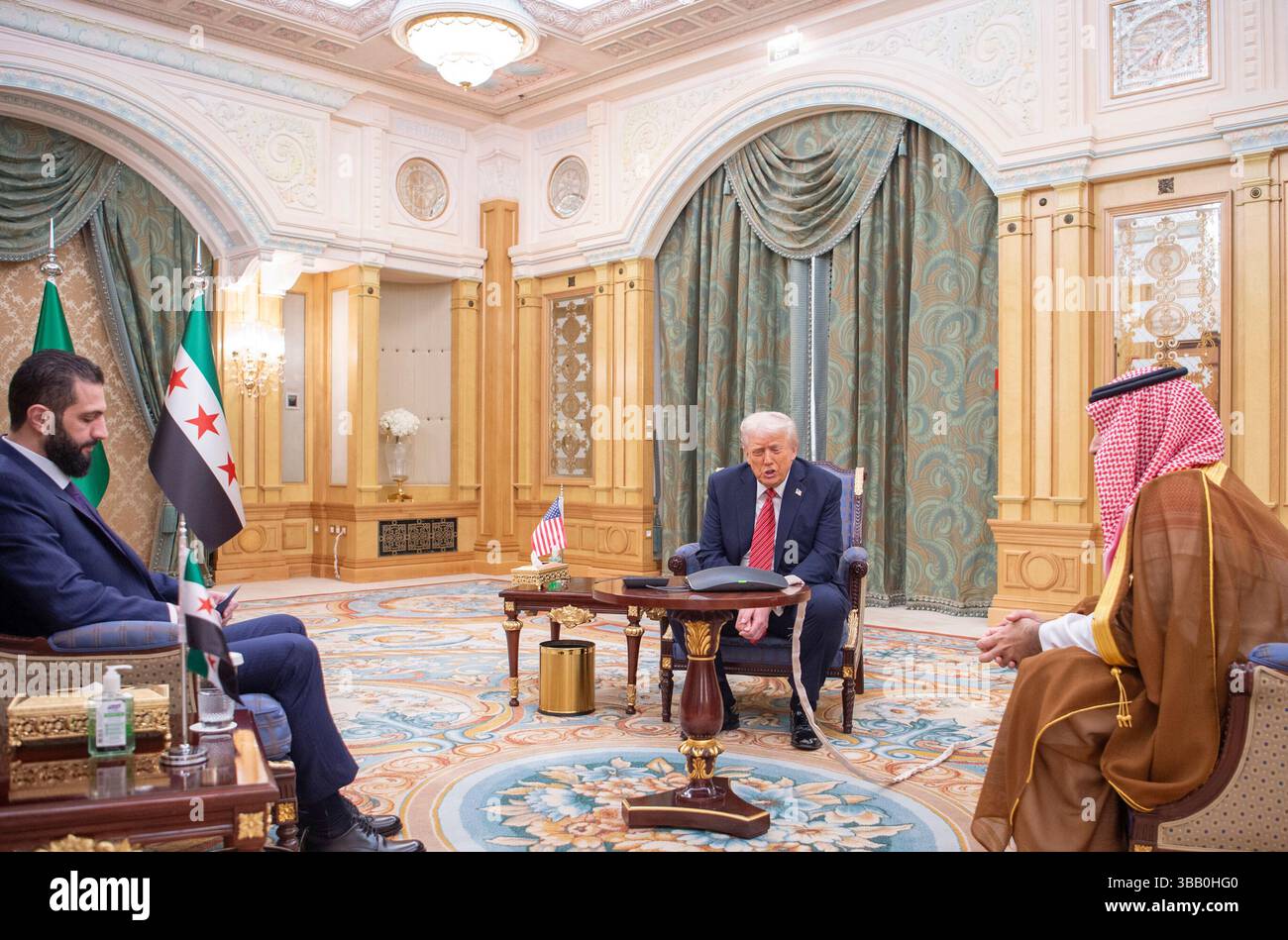 In this photo released by the Saudi Royal Palace, President Donald ...