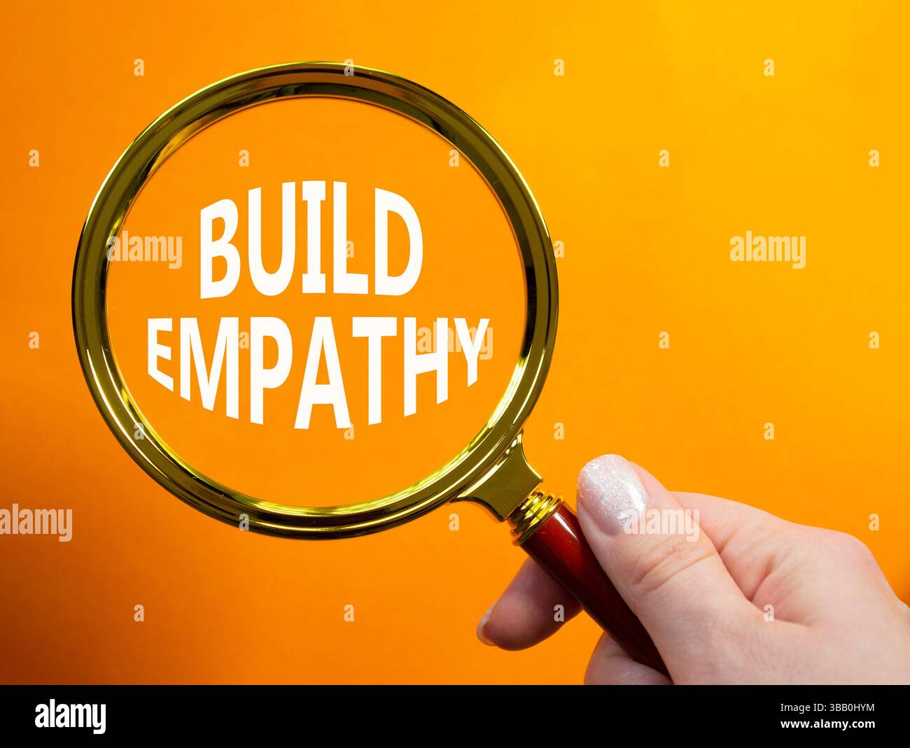 Build empathy symbol. Magnifying glass with words Build empathy ...