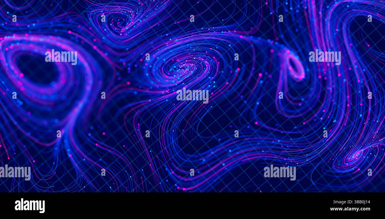 Closeup of Big data swirl patterns in futuristic cyberspace. Whirl flow ...