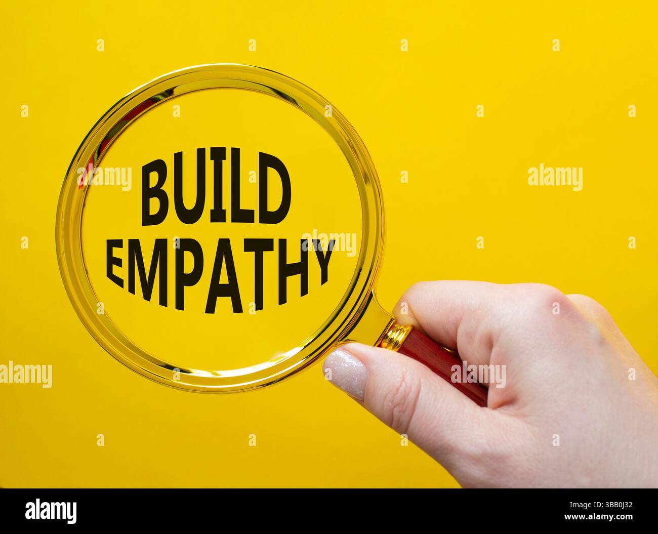 Build empathy symbol. Magnifying glass with words Build empathy ...