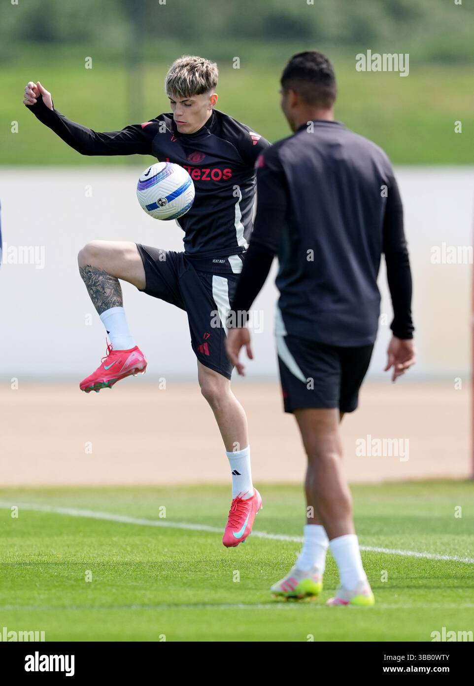 Manchester United's Alejandro Garnacho during a training session at the ...