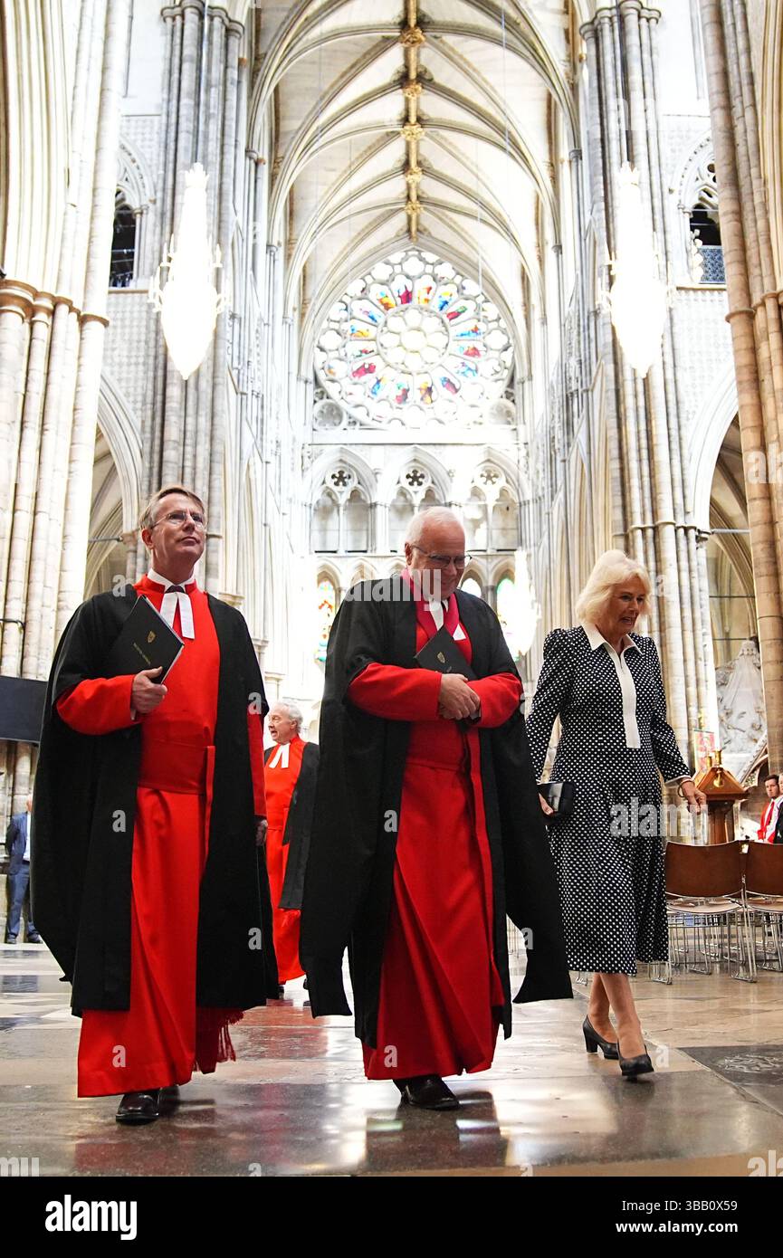 Queen Camilla with the Dean of Westminster, the Very Reverend Dr David ...