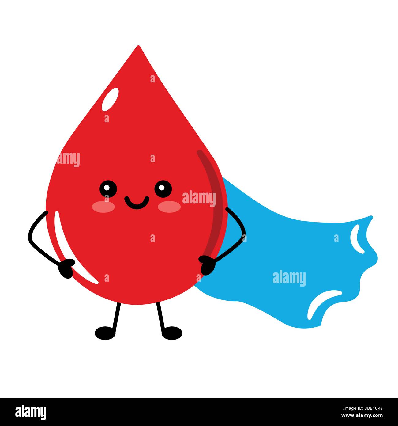 Cartoon Blood Drop Character With Superhero Cape in Cheerful Style ...