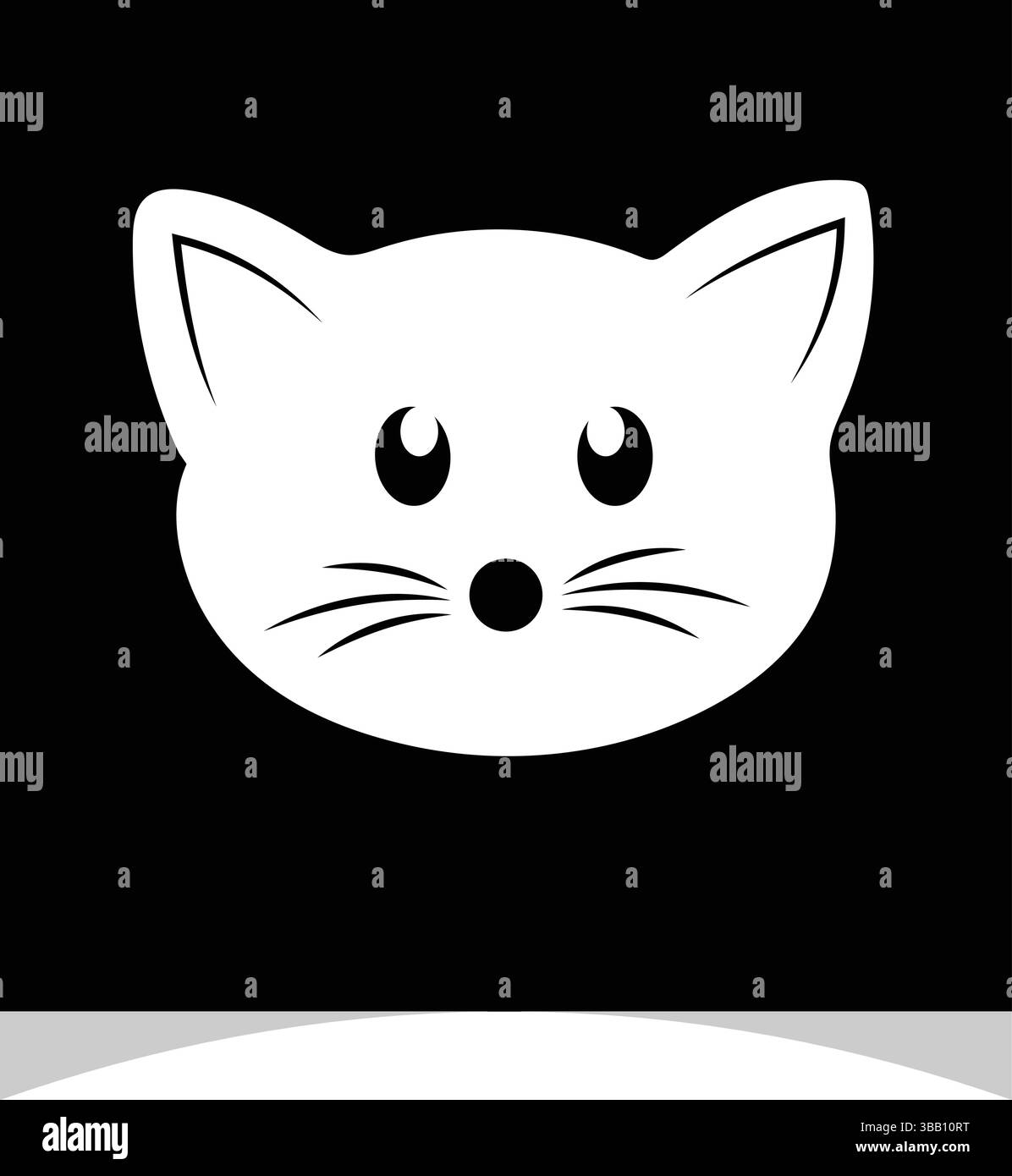 Cute Cartoon Cat Face Silhouette on Black Background Stock Vector Image & Art - Alamy