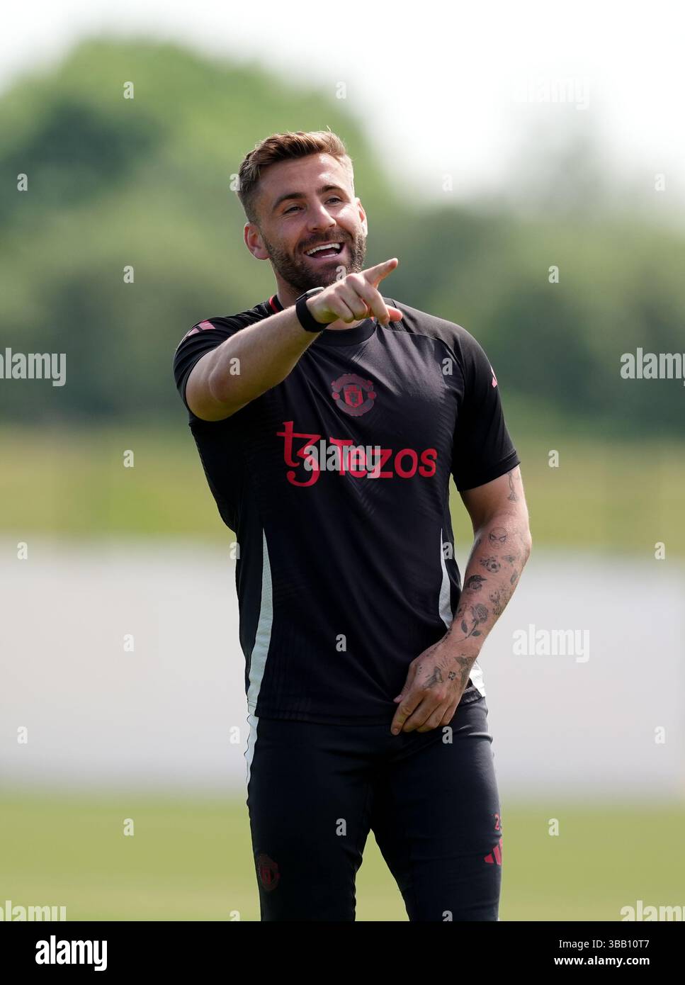 Manchester United's Luke Shaw during a training session at the ...
