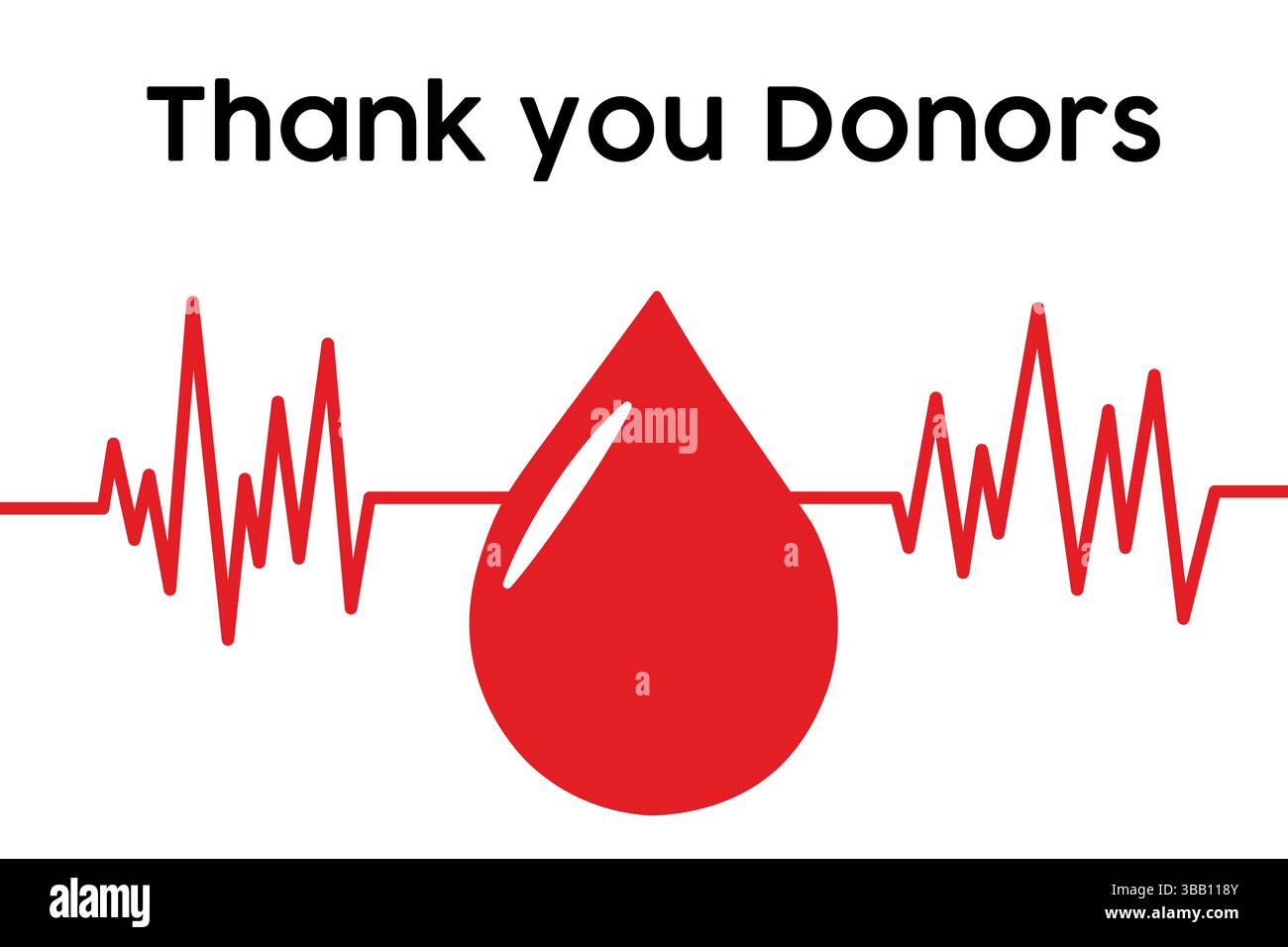 Thank You Message for Blood Donors with Heartbeat and Blood Drop ...