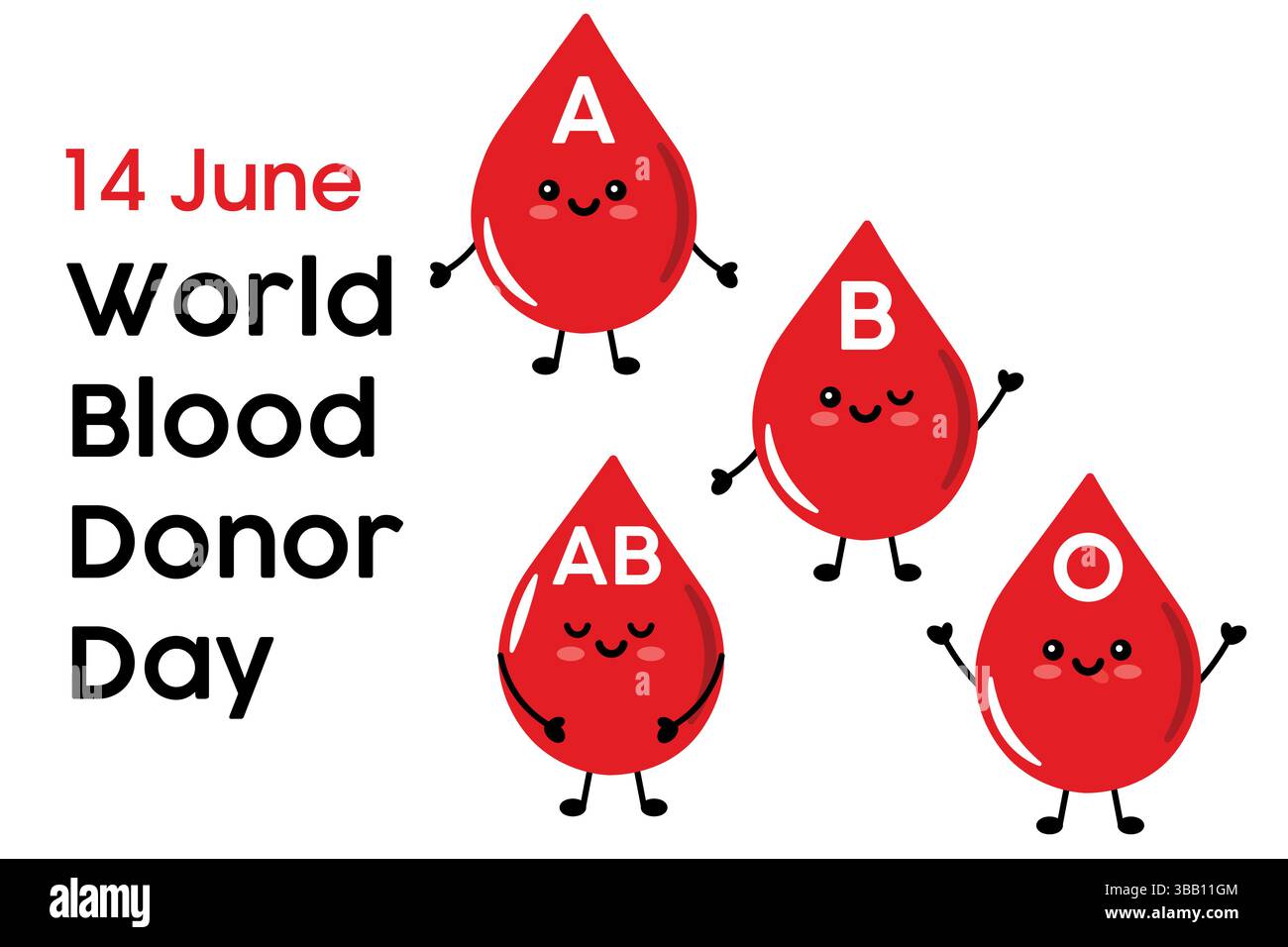 World Blood Donor Day Celebration with Cartoon Blood Drops and Blood ...