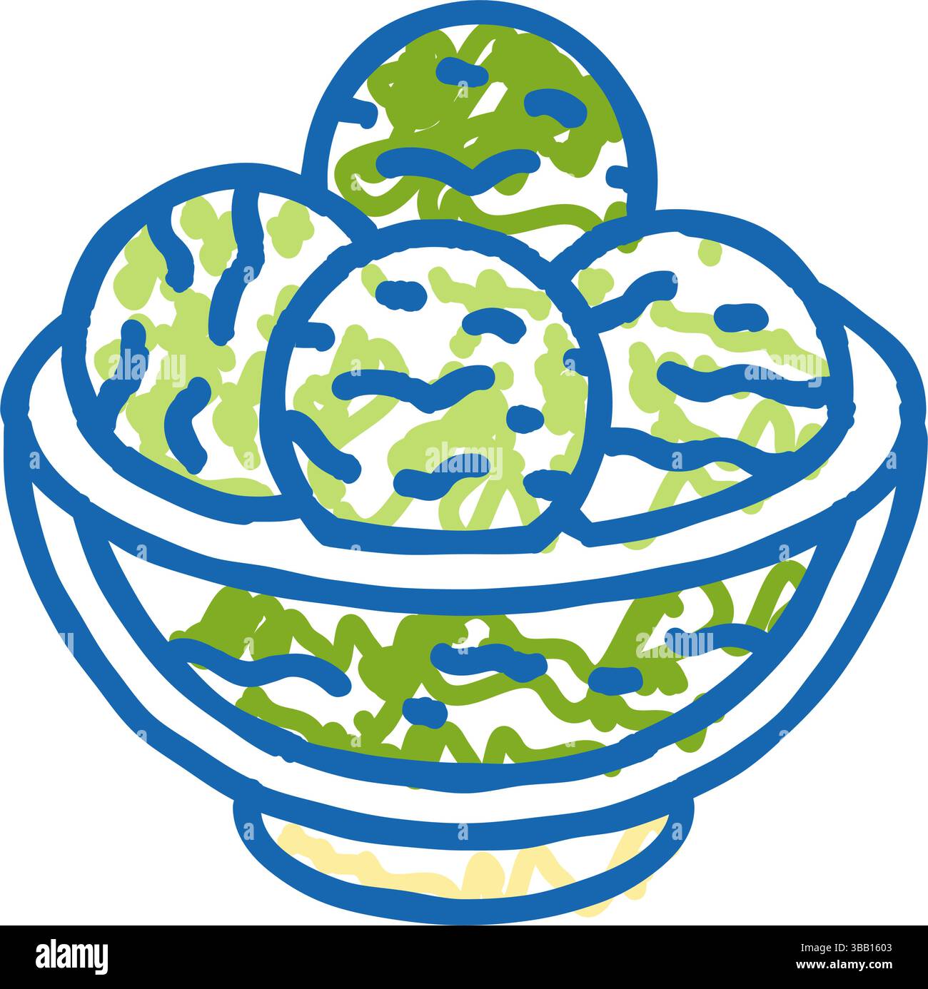 mint chocolate chip ice cream food snack icon doodle illustration Stock ...