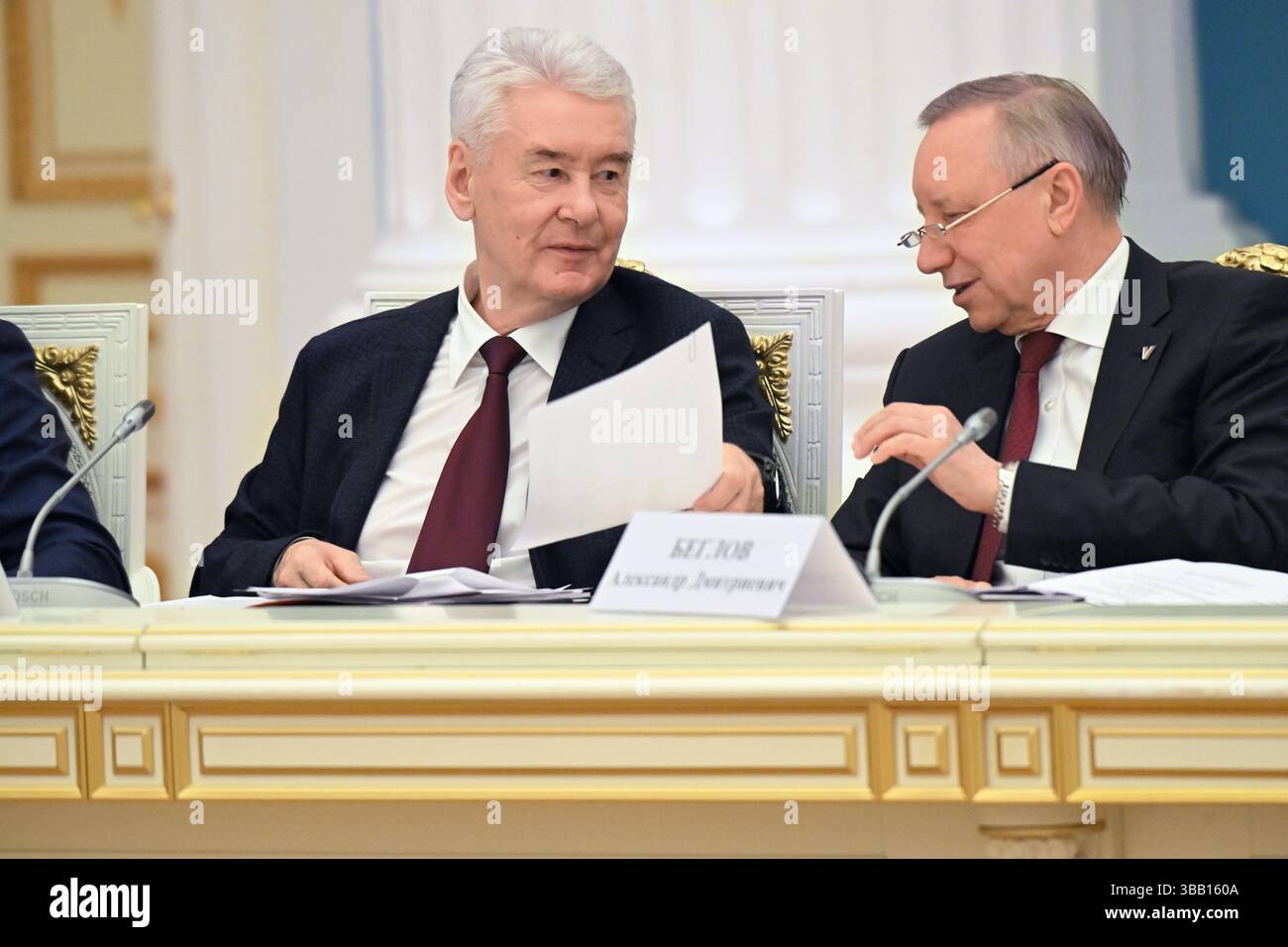 Moscow, Russia. 13th May, 2025. Moscow Mayor Sergei Sobyanin (left) and ...