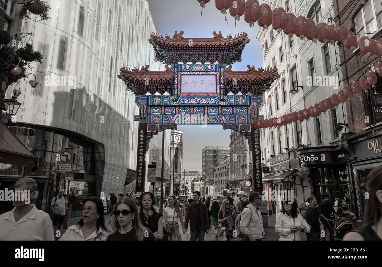 London, UK - May 13, 2025 - Crowd of people visit London Chinatown ...